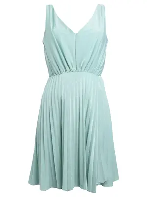 VANESSA SCOTT Mini Pleated Lamé Dress Turquoise