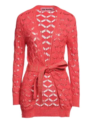 PINK MEMORIES Knitted Belted Cardigan Coral