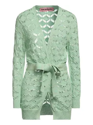 PINK MEMORIES Knitted Belted Cardigan Light Green