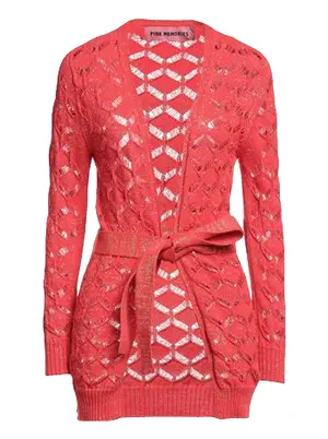 PINK MEMORIES Knitted Belted Cardigan Red