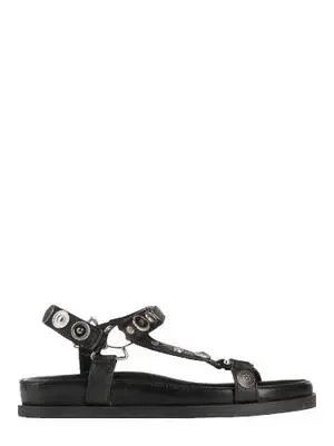 STRATEGIA Soft Leather Ankle Strap Sandals - Black