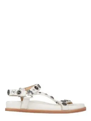 STRATEGIA Soft Leather Ankle Strap Sandals - White