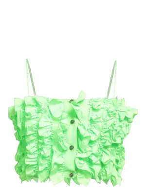 MSGM MSGM Ruched Taffeta Top Acid Green