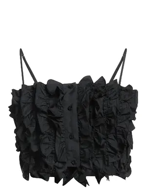 MSGM MSGM Ruched Taffeta Top Black