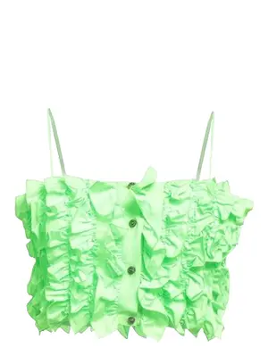MSGM Ruched Taffeta Top - Green