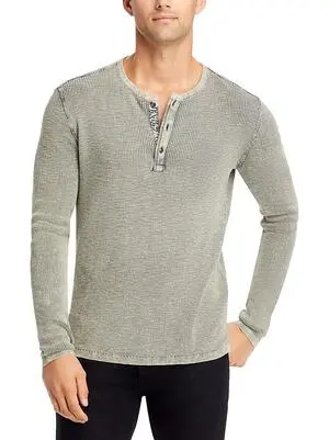 John Varvatos Memphis Waffle Henley - Gray Heather