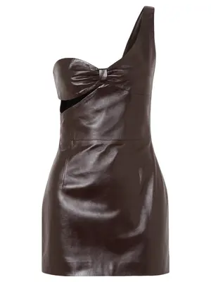 Zeynep Arçay One-shoulder Leather Mini Dress - Brown