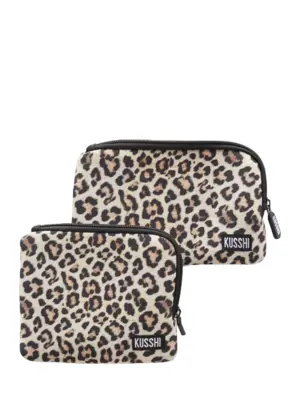 KUSSHI On The Go Pouch Set Leopard