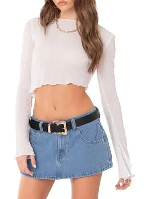 EDIKTED Sheer Raw Hem Crop Top