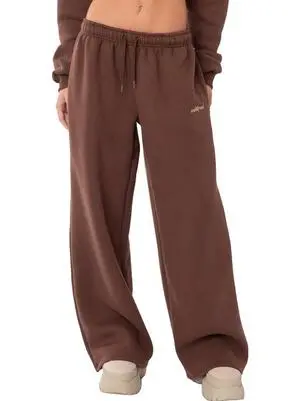 EDIKTED Brenna Low Rise Wide Leg Sweatpants - Brown