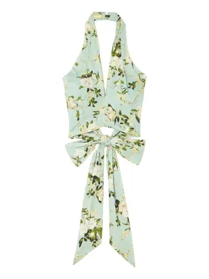 Erdem Luna Cropped Halterneck Top - Green