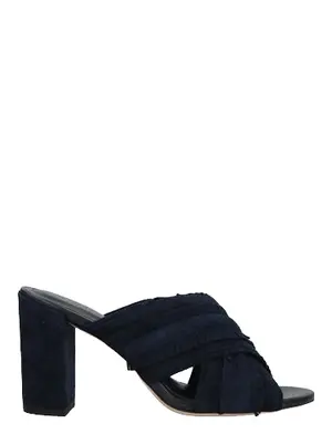 TOD'S Leather Heeled Sandals - Blue