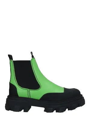 GANNI Ankle Boots In Leather - Green