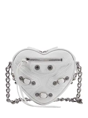 Balenciaga Le Cagole Heart Mini Leather Crossbody Bag - White