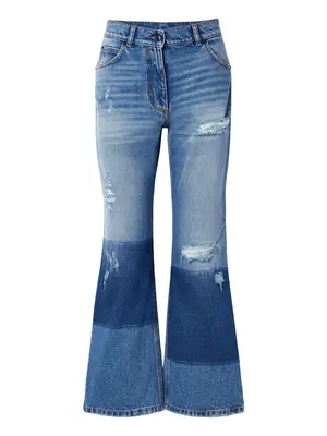 Moncler 8 Palm Angels Distressed High-rise Jeans - Blue