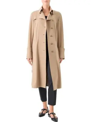 Akris Laser Cut Technical Crepe Trench Coat - Beige