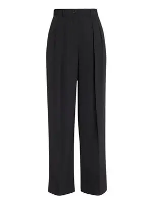 THE ROW Igor Pleated Straight-leg Trousers - Black