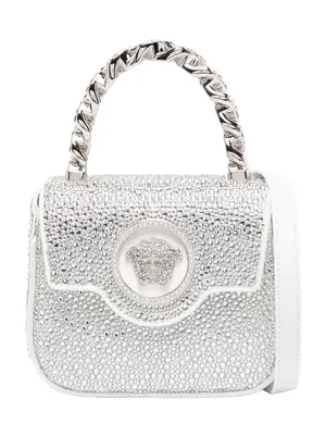 Versace La Medusa Crystal-embellished Mini Bag - Silver