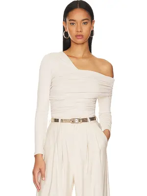 Susana Monaco Gathered One Shoulder Top - Blanched Almond
