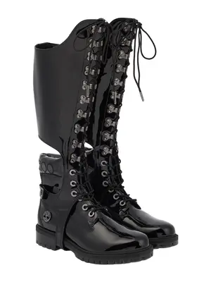 JIMMY CHOO X Timberland Patent Leather Boots - Black
