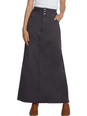 WASH LAB DENIM Pieced Maxi Skirt - Dark Smoke