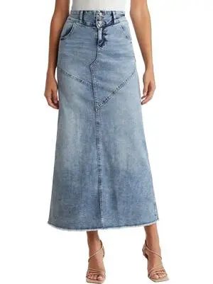 WASH LAB DENIM Wash Lab Denim Pieced Maxi Skirt Pacific Blue