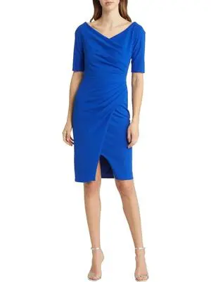 TADASHI SHOJI Tadashi Shoji Ruched Crepe Sheath Dress