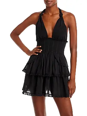LoveShackFancy Loveshackfancy Deanna Cotton Halter Mini Dress Black