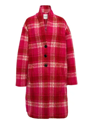 MARANT ETOILE Gabriel Checked Flannel Coat - Pink