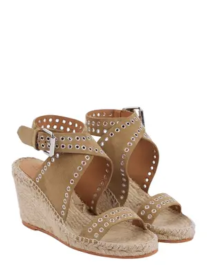 Isabel Marant Iriane Studded Suede Espadrille Wedges - Multicoloured