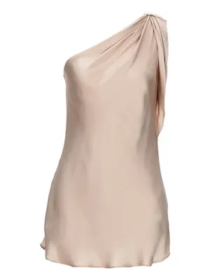 Atos Lombardini Acetate And Silk One-Shoulder Top Beige