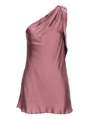 Atos Lombardini Acetate And Silk One-Shoulder Top Pastel Pink