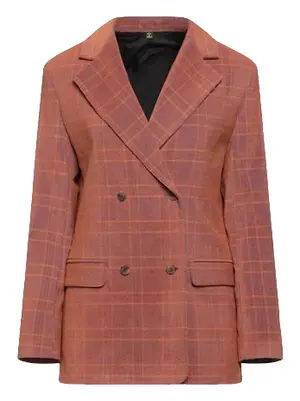 Alexander McQueen Checked Double-Breasted Blazer Rust