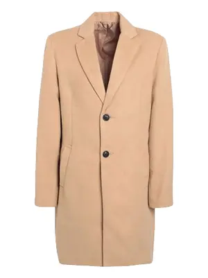 Topman Single-breasted Brushed-felt Coat - Beige