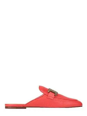 TOD'S Mules & Clogs In Leather With Metal Logo - Red