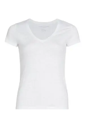 MAJESTIC FILATURES Stretch Linen V-neck T-shirt