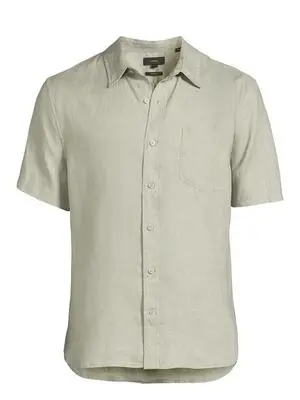 Vince Linen Short-sleeve Button-front Shirt - Matcha