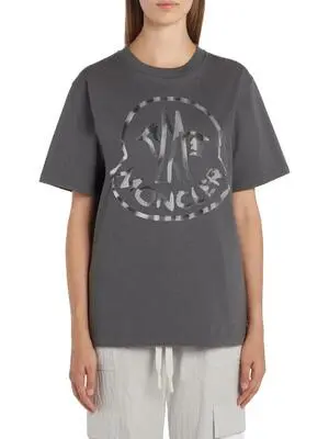 Moncler Cockerel Logo Cotton Graphic Tee Charcoal