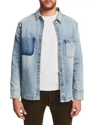 SEROYA Oversized Distressed Stretch Denim Shirt Jacket - Coastline
