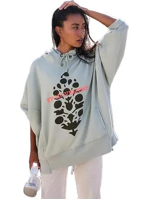 Free People Oversized Logo Hoodie - Seagrass Combo