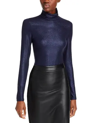 Majestic Filatures Metallic Turtleneck Top Metal