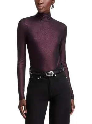 Majestic Filatures Metallic Turtleneck Top Noir