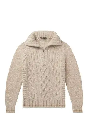 Loro Piana Cable-knit Cashmere Half-zip Sweater - Neutrals