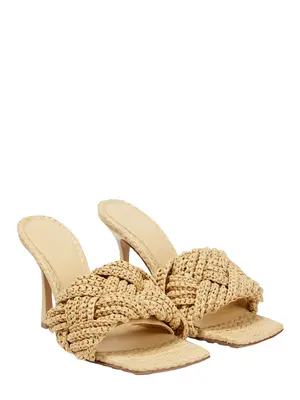 Bottega Veneta Padded Raffia Mules - Beige