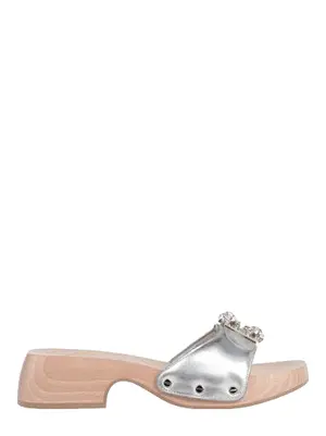 ROGER VIVIER Leather Clogs With Crystal Embellishments - Silver
