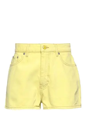 GANNI Organic Cotton Denim Shorts - Yellow