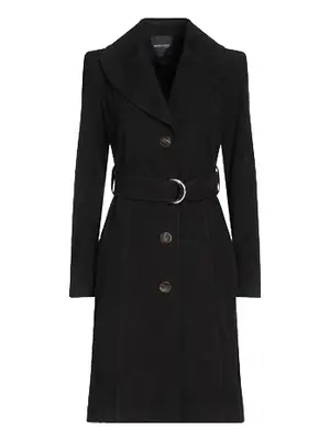 MARCIANO Belted Flannel Coat - Black