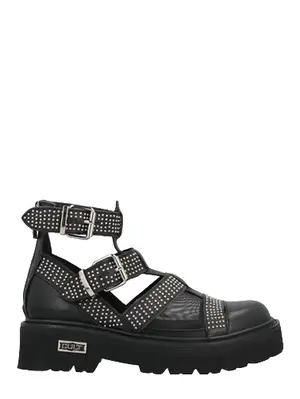 CULT Ankle Boots In Leather And Textile Fibers - Black