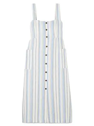 Giuliva Heritage GIULIVA HERITAGE Striped Linen Midi Shirt Dress Blue