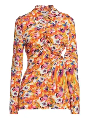 MSGM Floral-print Jersey Shirt - Orange